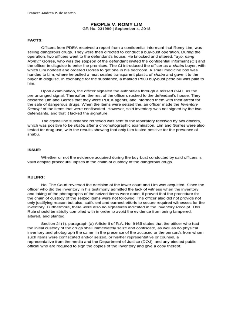 Peoples V Romy Lim | PDF | Social Science