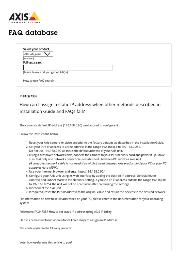 FAQ - How Can I Assign A Static IP Address When Other Methods Described ... FAQ - How Can I Assign A Static IP Address When Other Methods Described ...