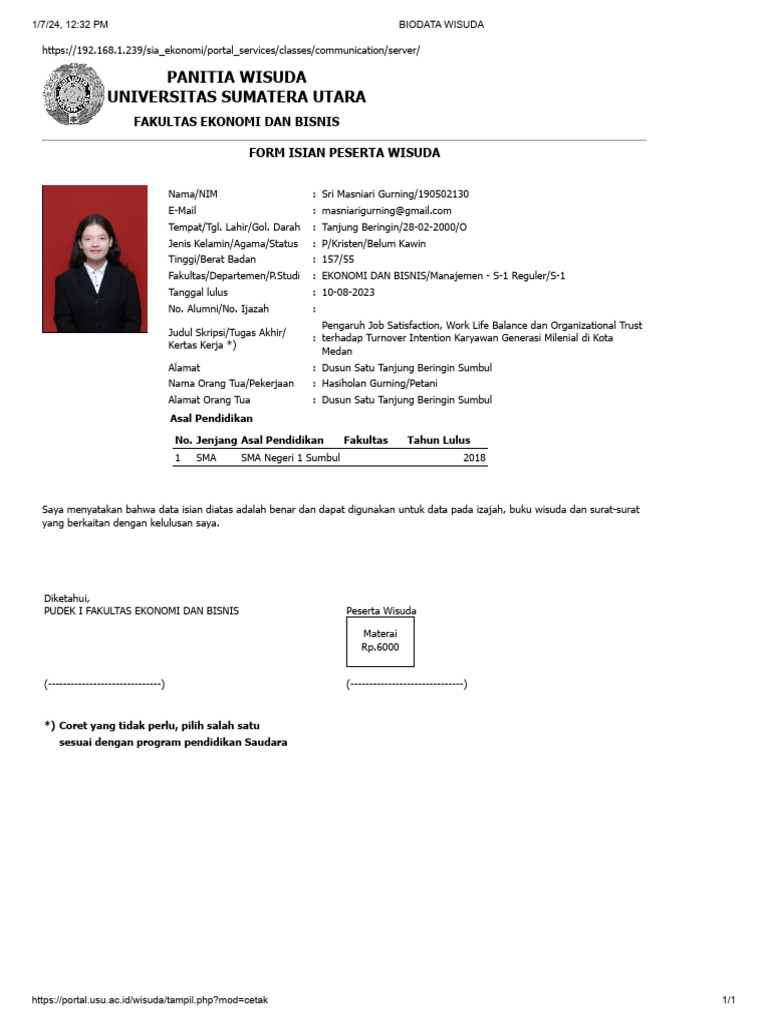 Biodata Wisuda | PDF