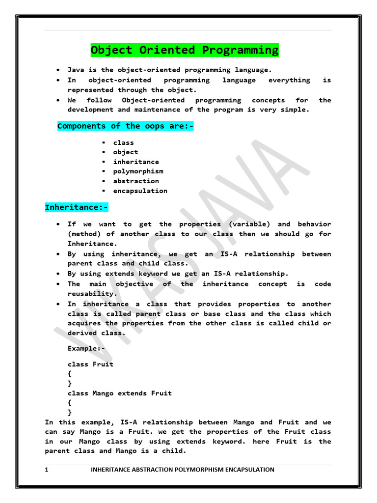 6.inheritance Abstraction Polymorphism Encapsulation | PDF | Method (Computer Programming ...