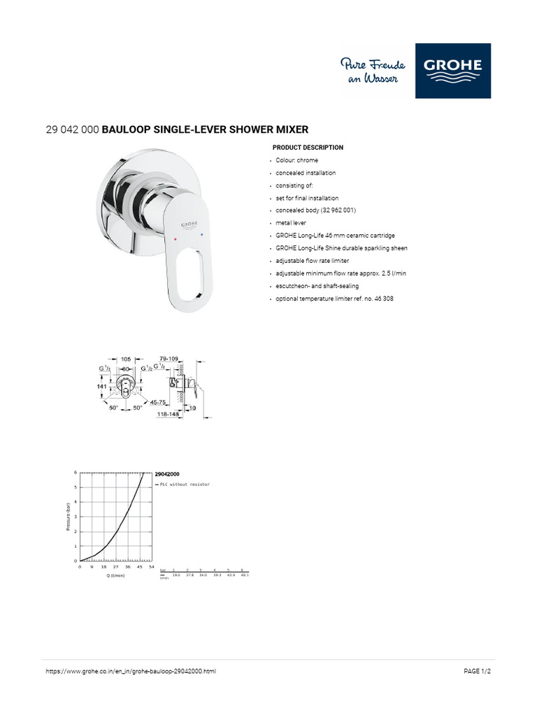 GROHE Specification Sheet 29042000 | PDF