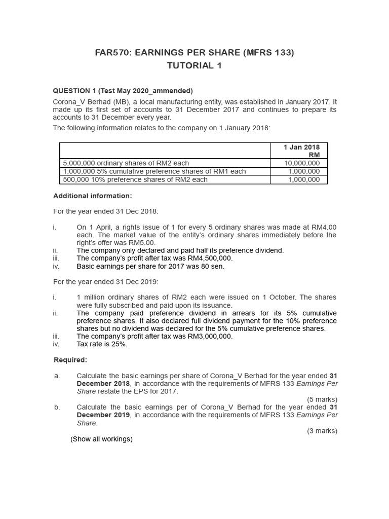 Earnings Per Share Calculation Guide | PDF | Dividend | Preferred Stock