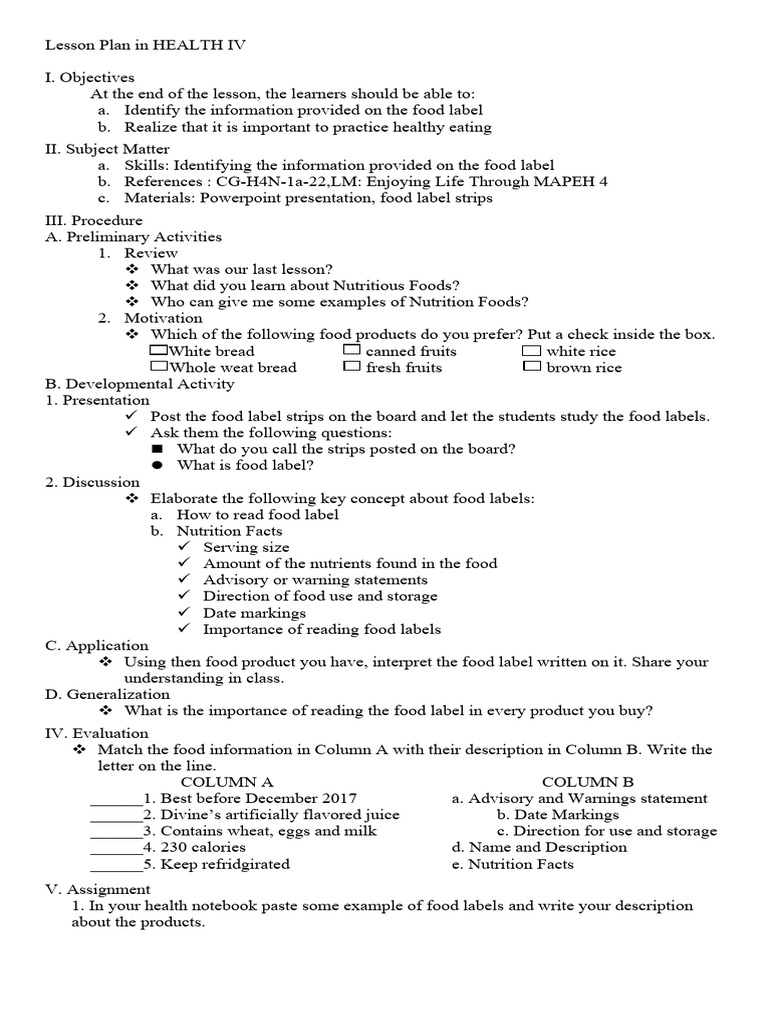 Lesson Plan in HEALTH IV | PDF