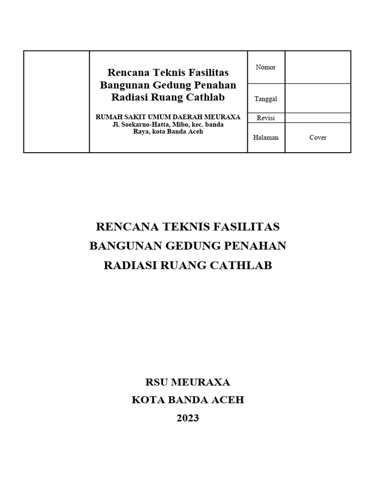 Rencana Teknis Fasilitas Bangunan Gedung Penahan Radiasi Ruang Cathlab ...