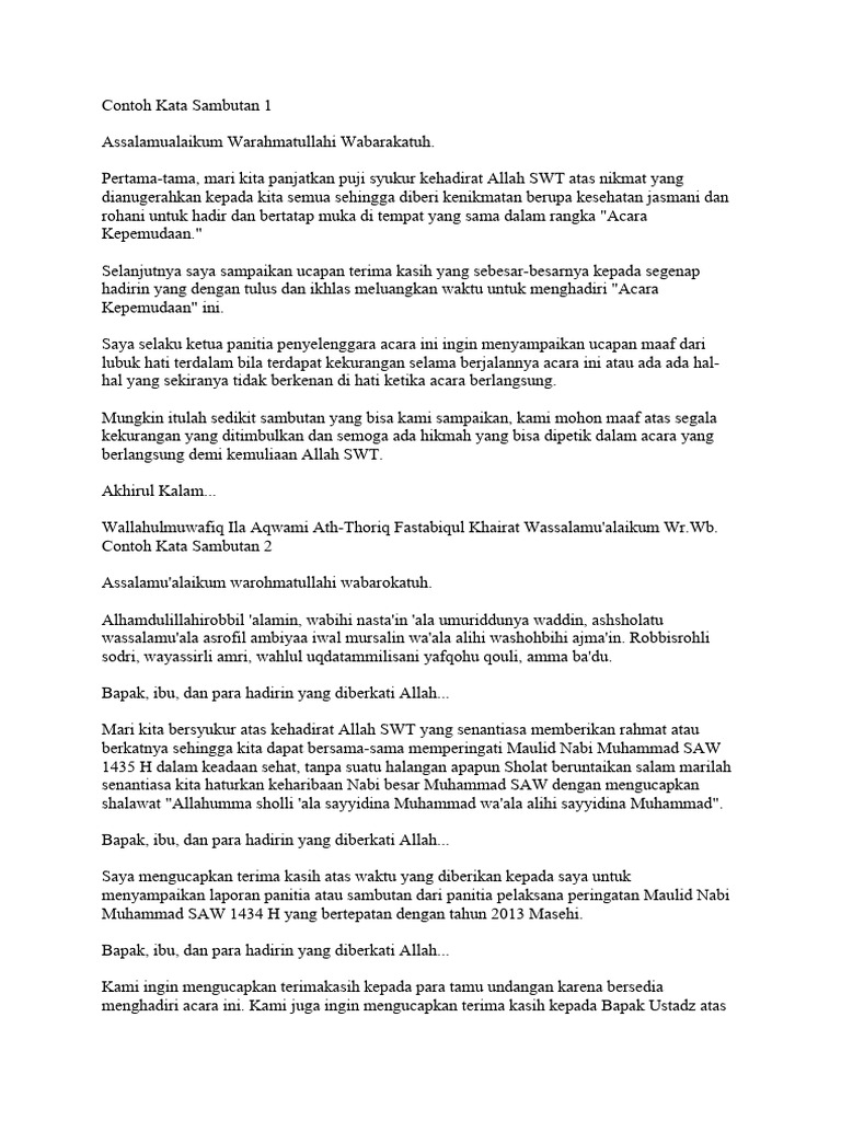 Contoh Kata Sambutan 1 | PDF | Kesehatan Holistik