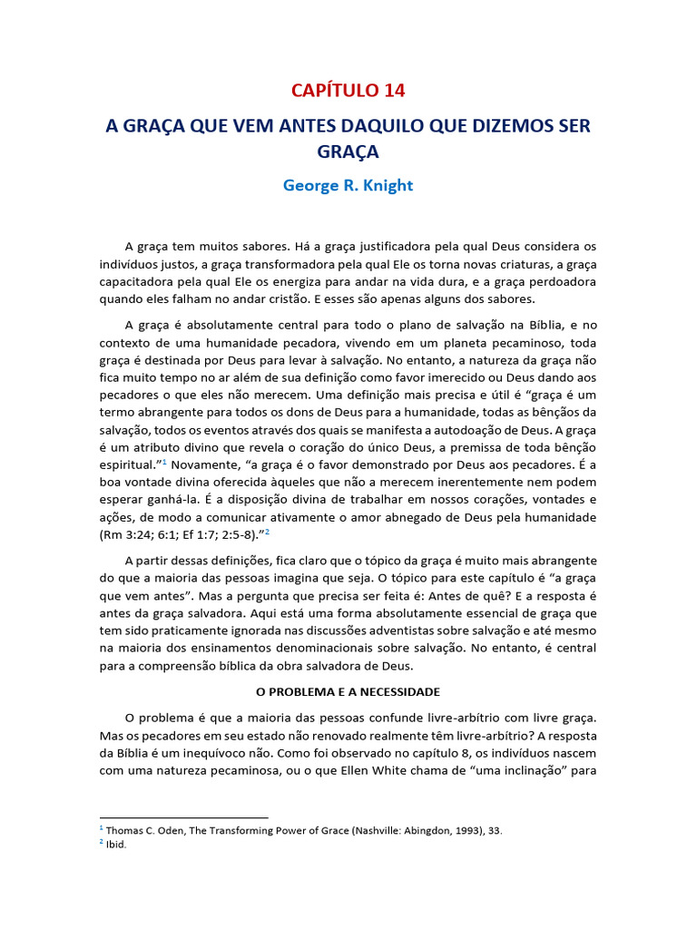 A Graça Antes Da Graça - Graça Preveniente - George Knight | PDF ...