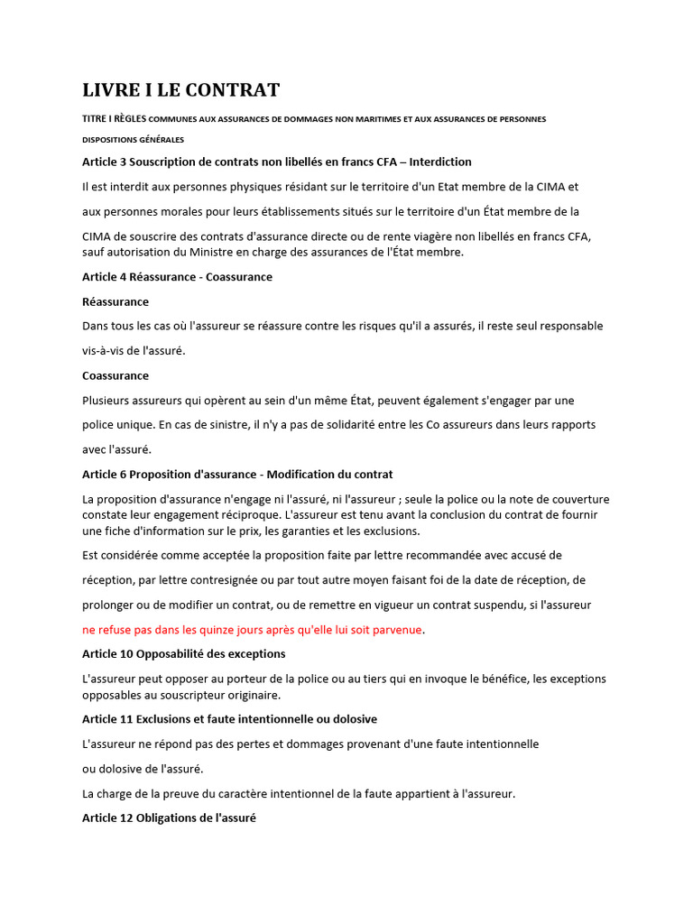 Extrait Livre I Code Cima | PDF