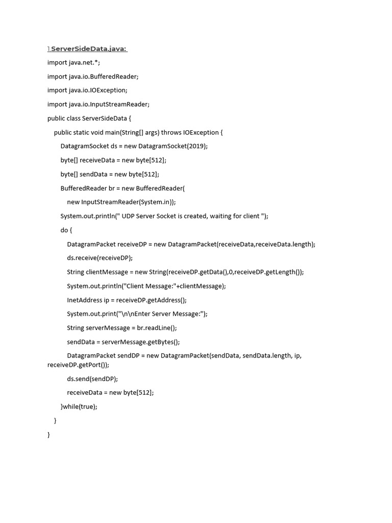 Prac17 (Use of DatagramSocket & DatagramPacket) | PDF | Technology ...