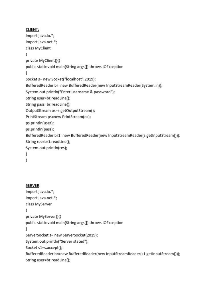 Pr16 Implement Chat Server Using Serversocket Pdf Software Computer Engineering 