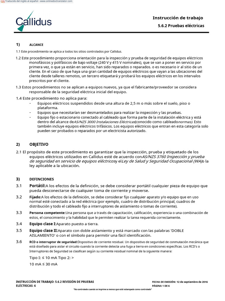 Test and Tag Procedure - En.es | PDF
