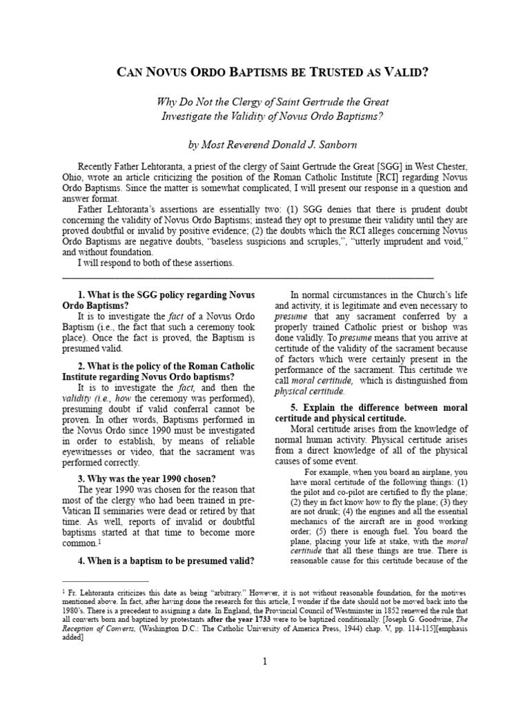 Novus-Ordo-Baptism Sanborn 2023 Version Sept2 | PDF