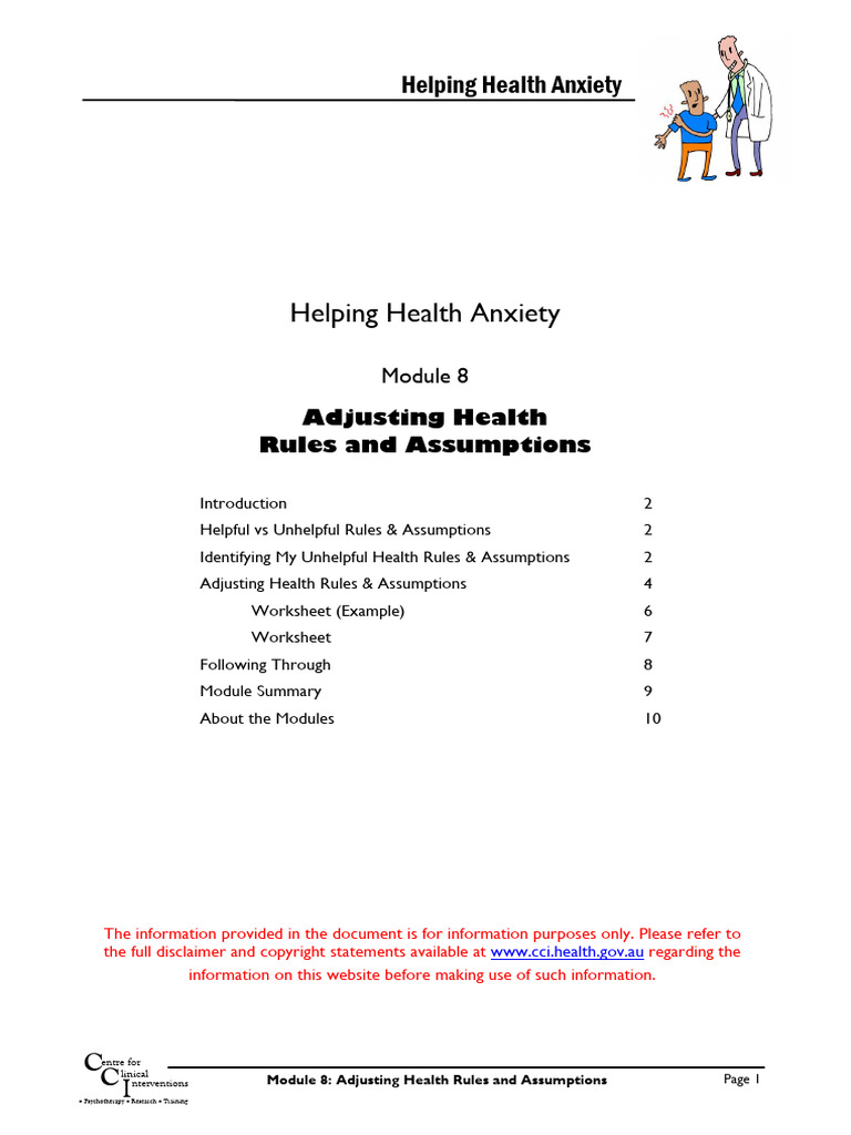 Helping Health Anxiety - 08 - Adjusting Health Rules and Assumptions | PDF