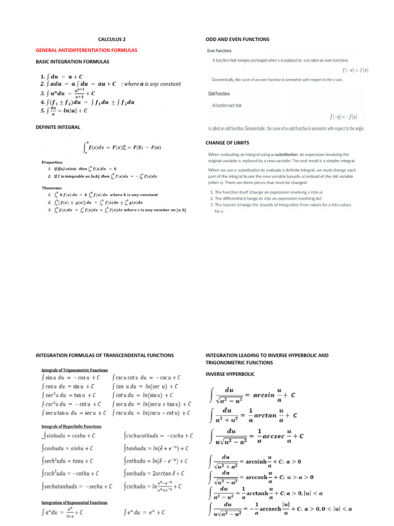 Calculus 2 Formula | PDF | Computers | Technology & Engineering