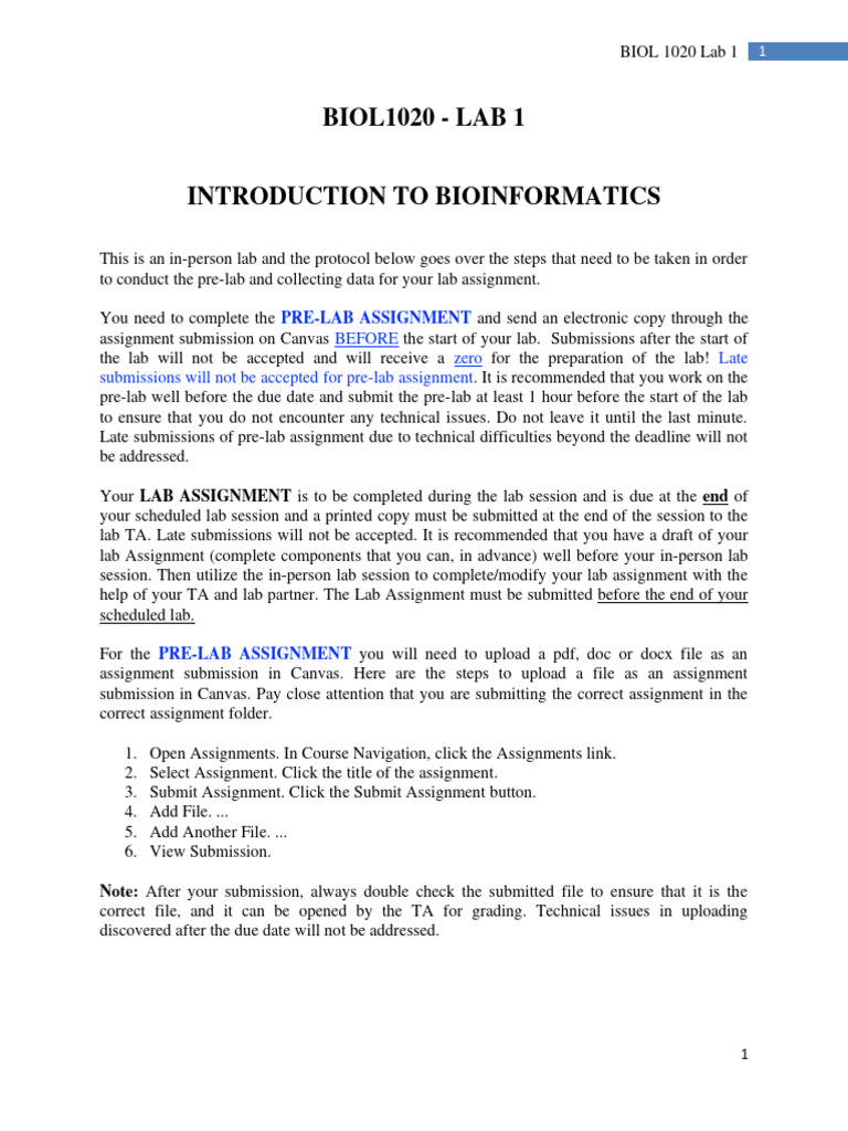 Lab 1- Introduction and Protocol | PDF | Sequence Alignment | 16 S Ribosomal Rna
