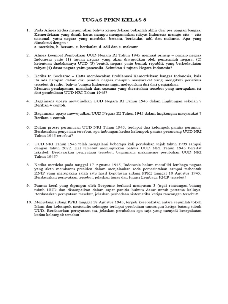 Tugas PPKN Kelas 8 - 13 November 2023 | PDF