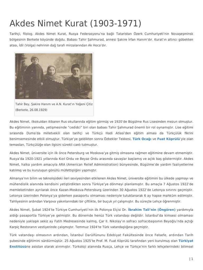 Akdes Nimet Kurat (1903-1971) | PDF