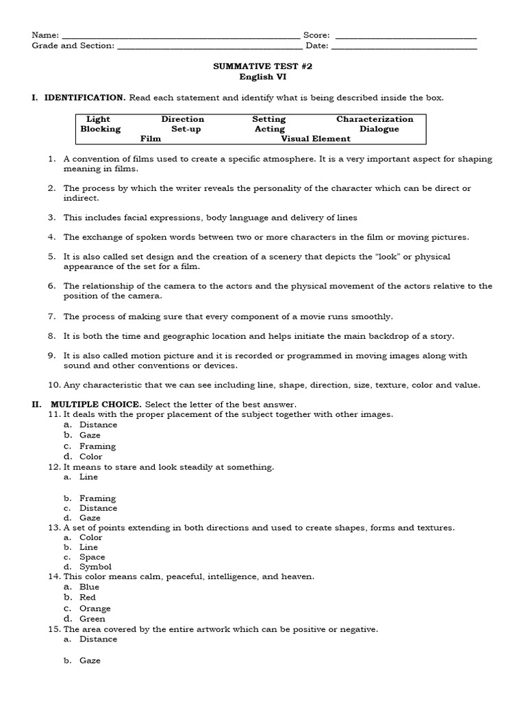 Second Summative Test Pdf 1231