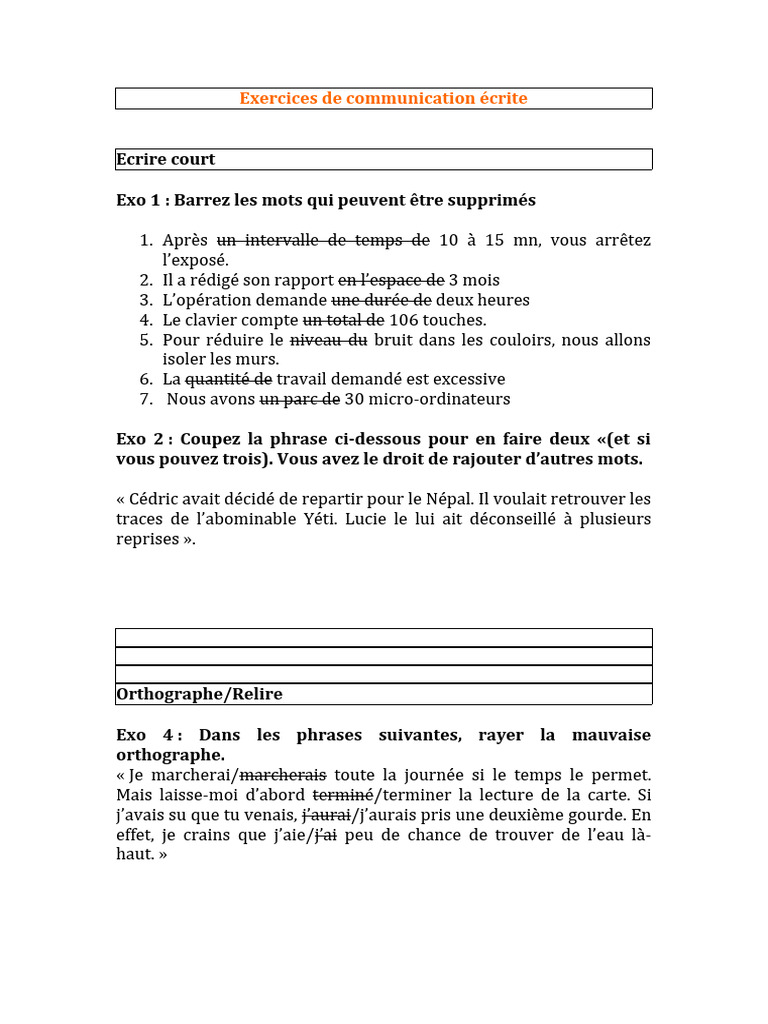 Exercices Rédac d'application | PDF