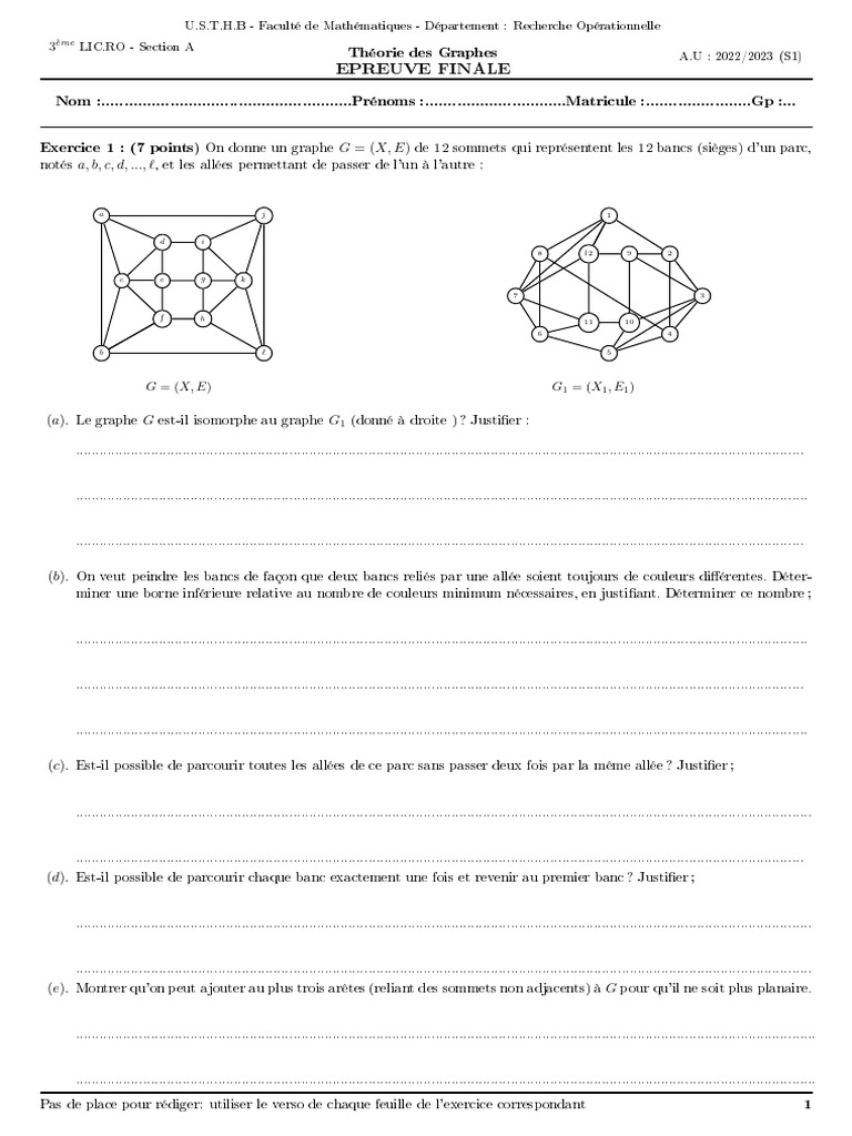 Examen THG + Corrigé | PDF