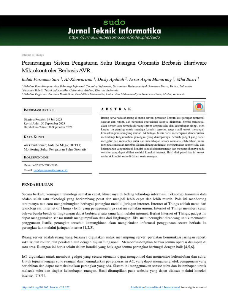 Perancangan Sistem Pengaturan Suhu Ruangan Otomatis Berbasis Hardware ...