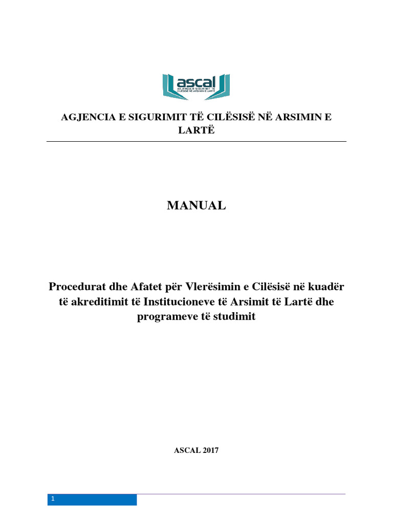 Manual Afatet e Akreditimit IAL Dhe Programet 2017 | PDF