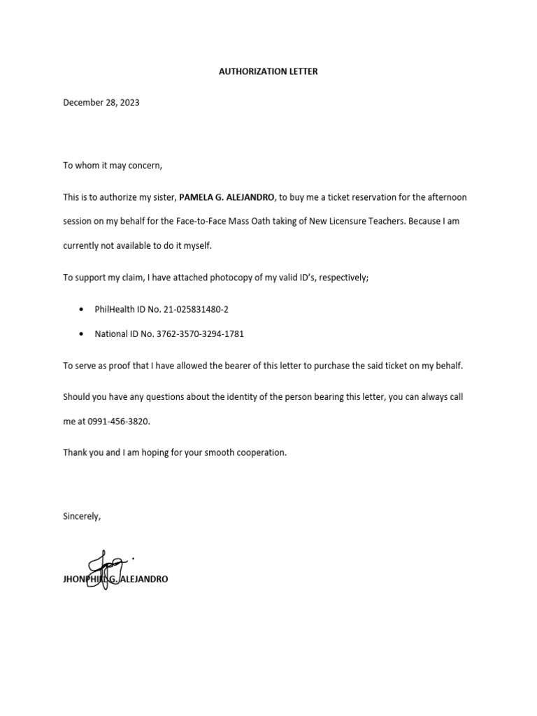 Authorization Letter Final | PDF