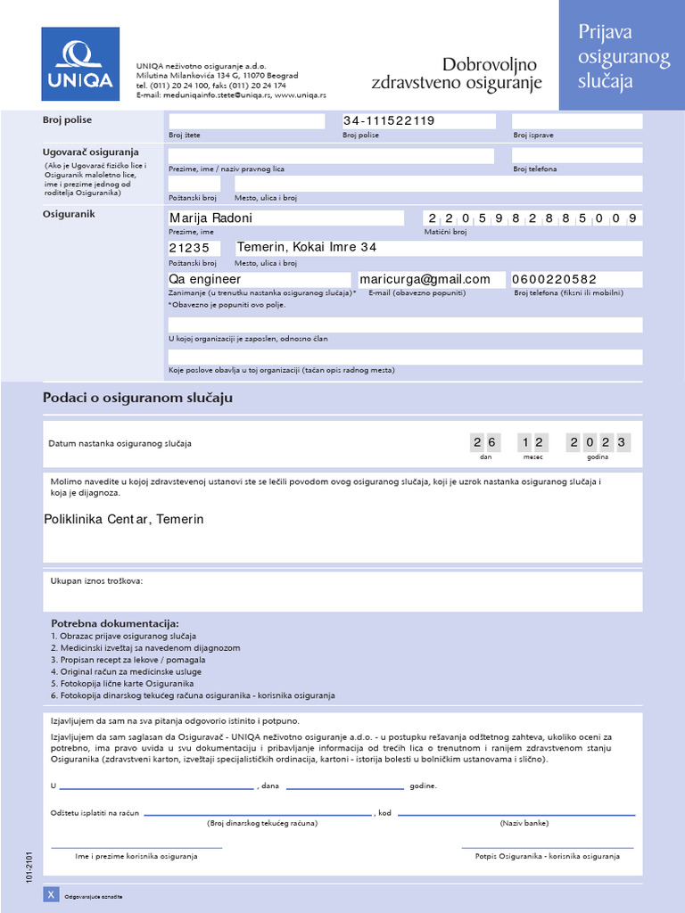 Prijava Os Meduniqa | PDF