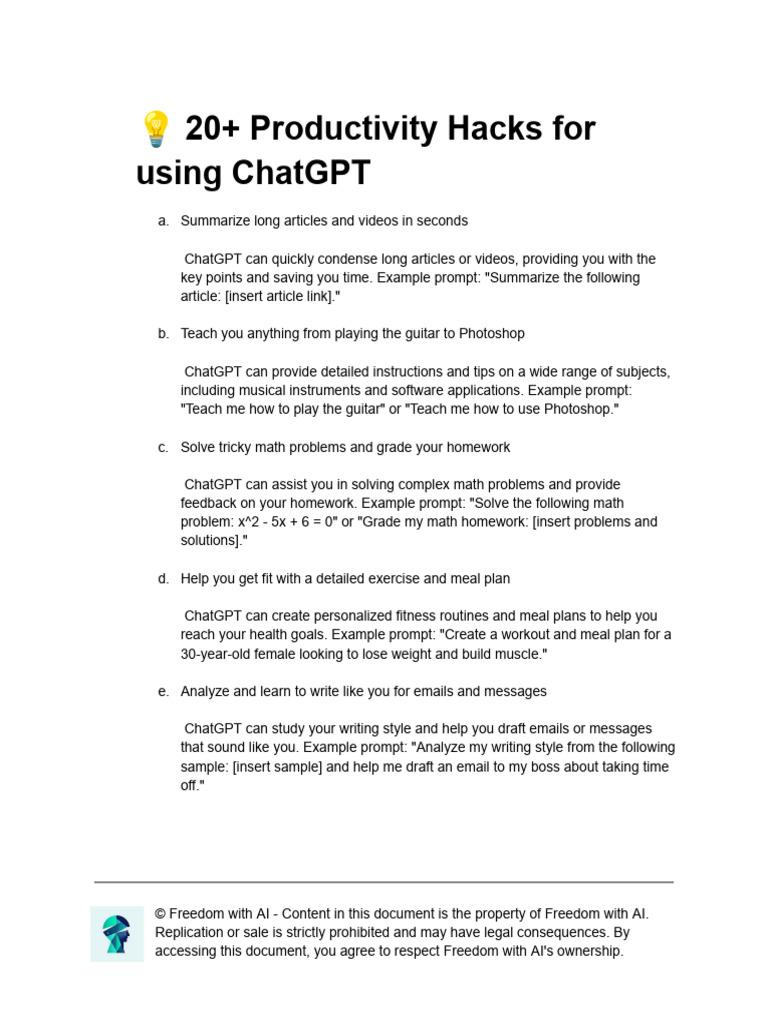 ChatGPT Productivity Hacks Guide | PDF