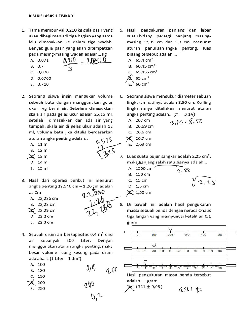 Kisi Kisi Asas Fisika X | PDF
