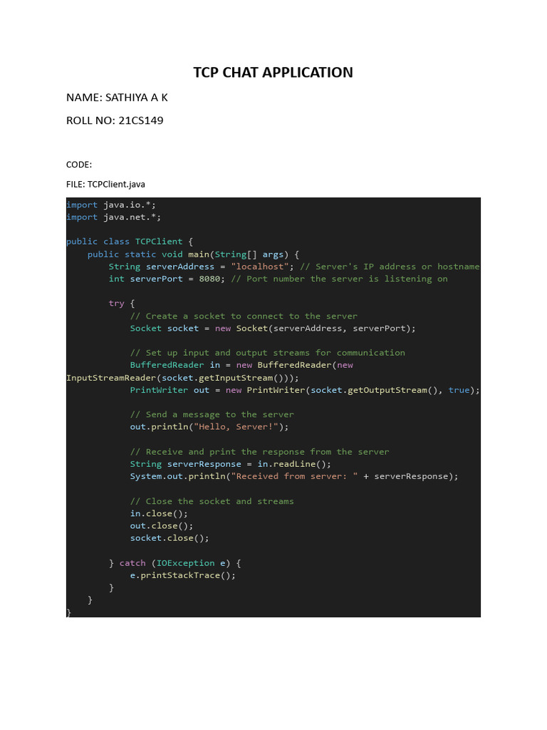 Tcp Chat Application Pdf