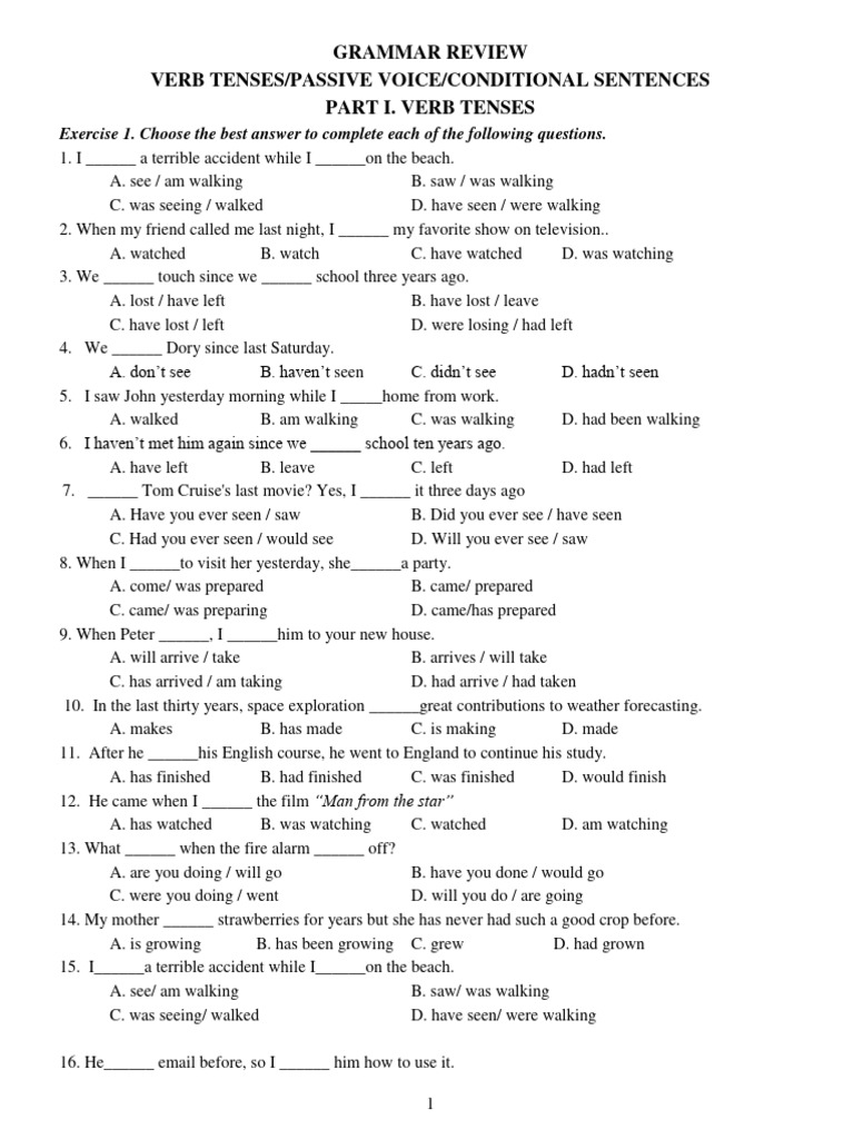 REVIEW (Verb Tenses, Conditional Sentences, Passive Voice) | PDF