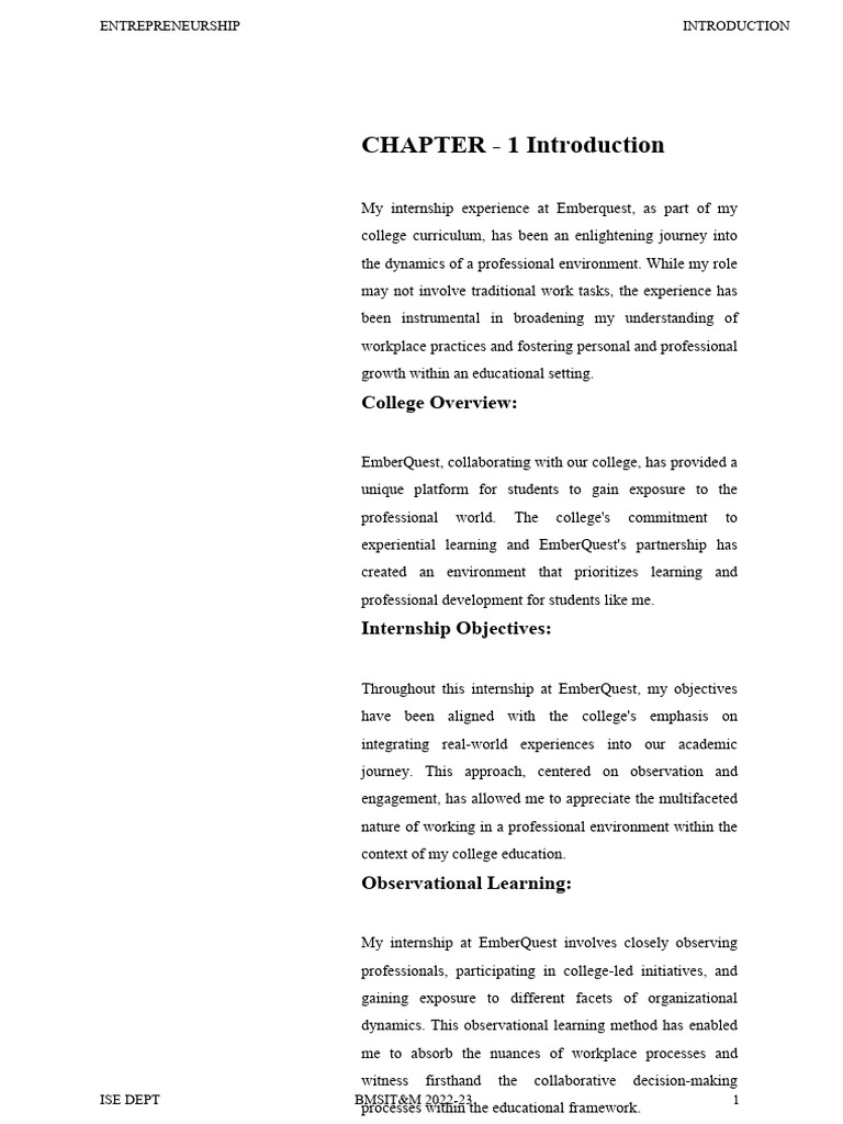 EmberQuest Internship Insights | PDF