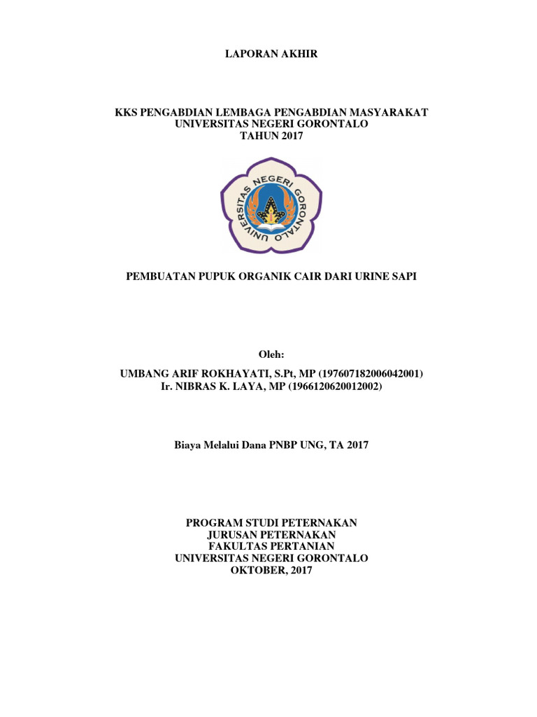 Pembuatan Pupuk Organik Cair Dari Urine Sapi | PDF