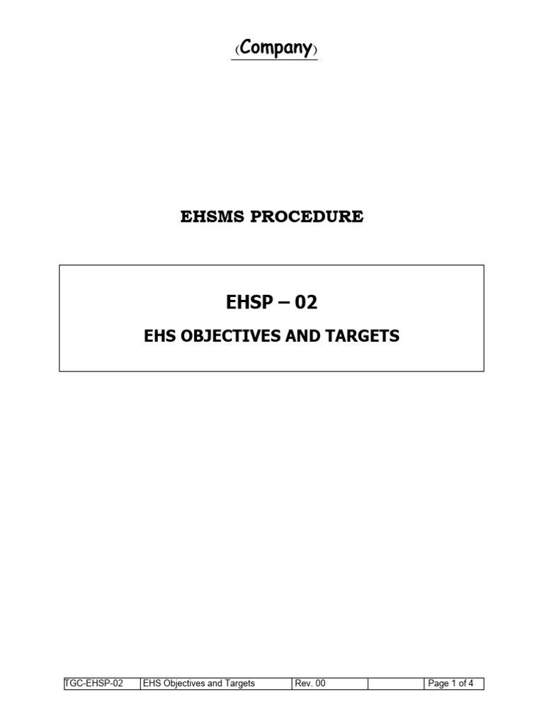 TGC - Ehsp - 02. Ehs Objectives & Targets | PDF | Regulatory Compliance ...
