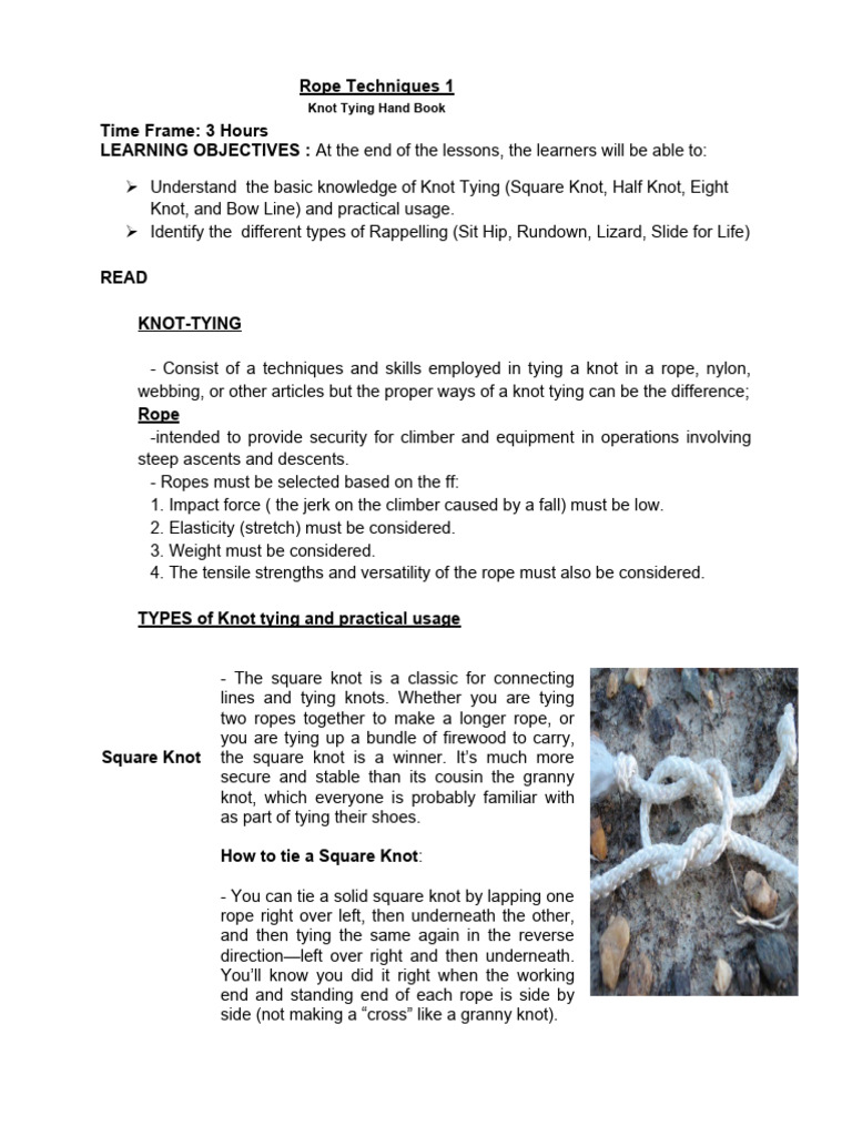 5 Rope Techniques 1 | PDF | Knot