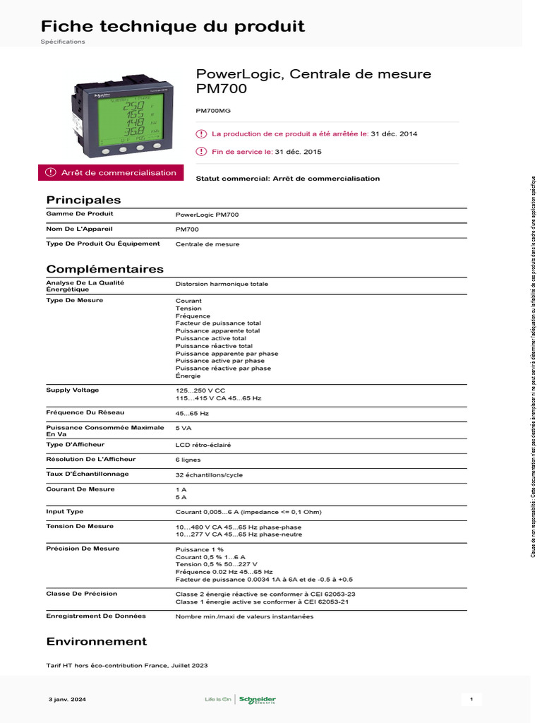 Schneider Electric - PowerLogic-PM700-series - PM700MG | PDF