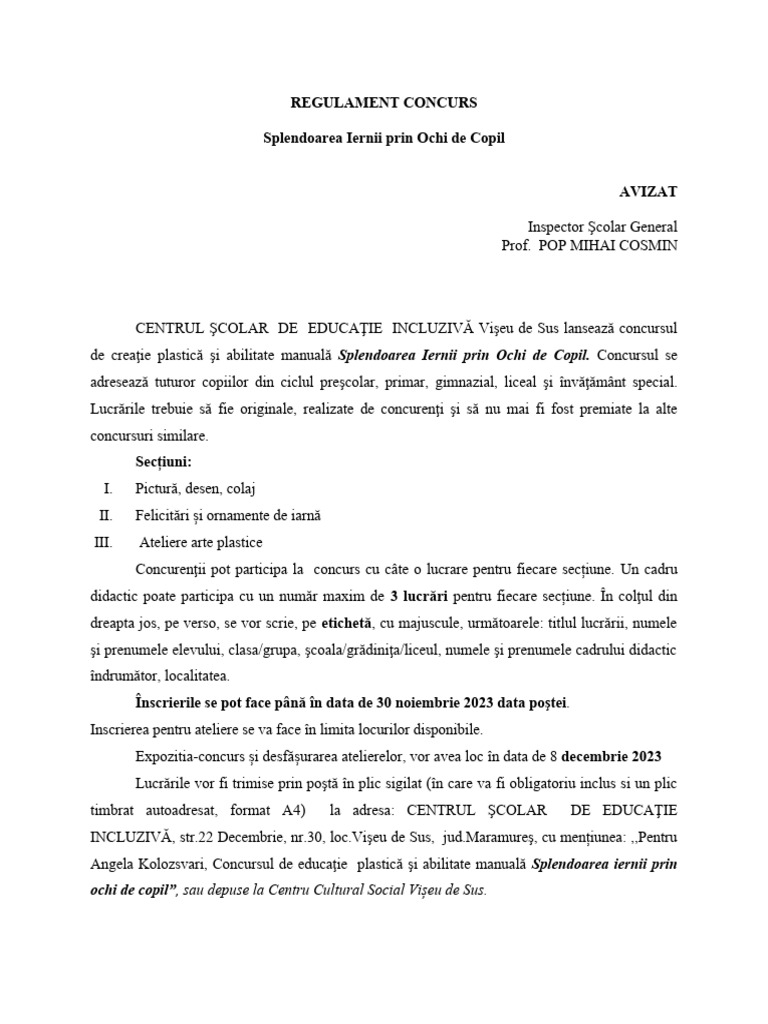 Regulament Fisa Acord Parteneriat-concurs-2023-Splendoarea | PDF