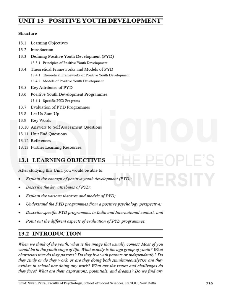 Positive Youth Development | PDF