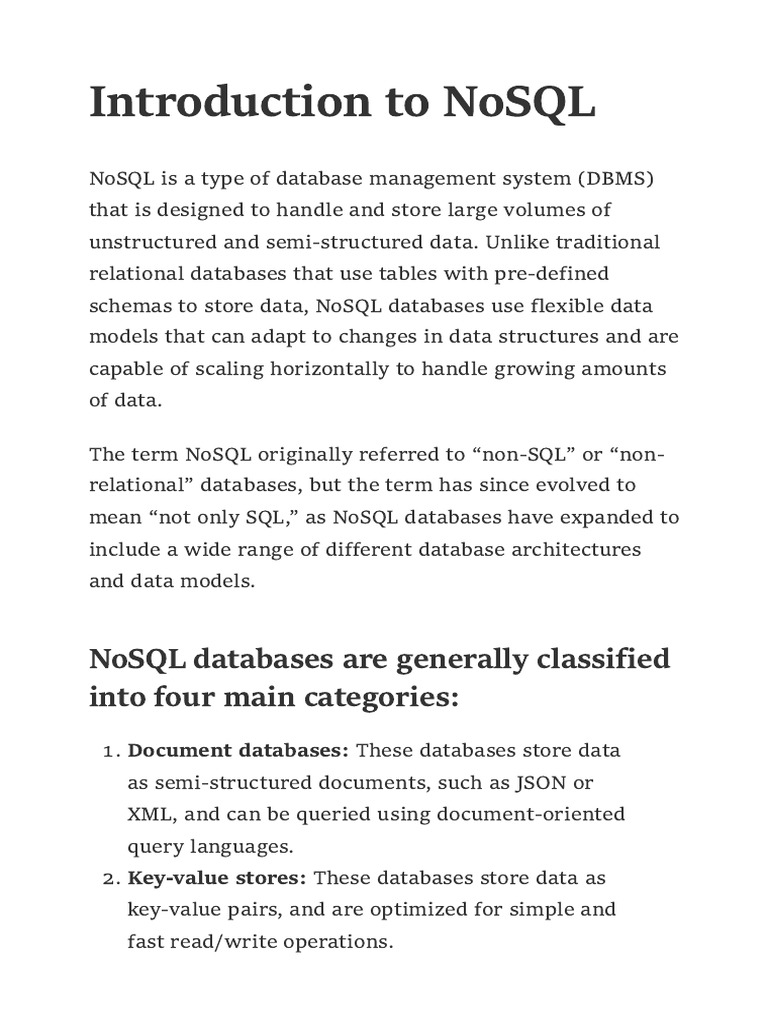 No SQL | Download Free PDF | No Sql | Databases