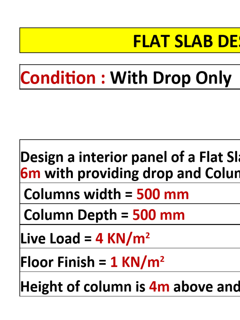 Flat Slab (With Drop Only) | PDF | Environmental Design | Components