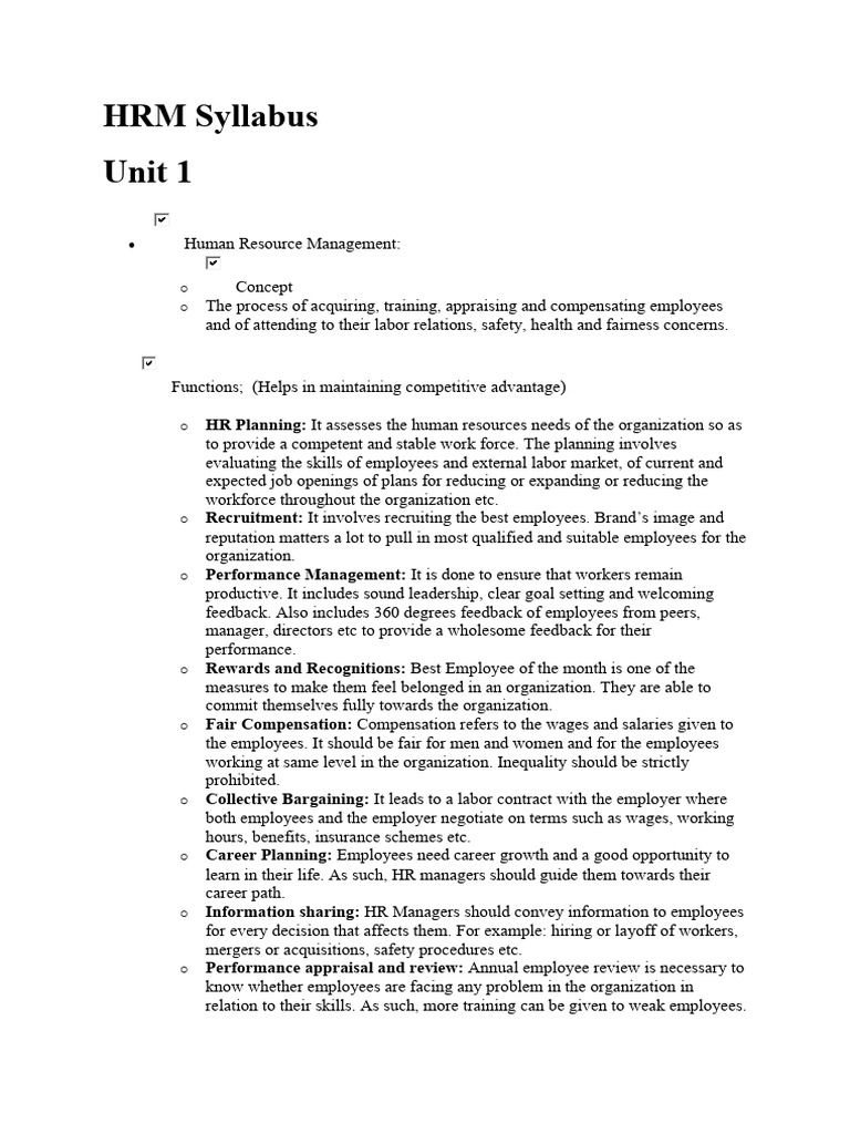HRM Notes | PDF | Human Resource Management | Employment