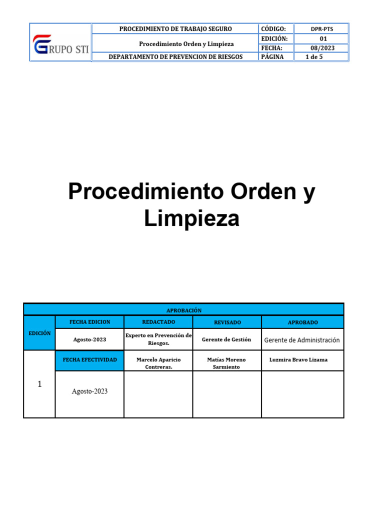 Programa de Orden y Limpieza | PDF | Residuos