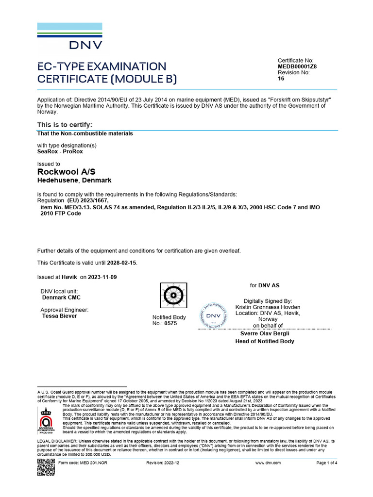 EC-Type Examination Certificate for SeaRox | PDF