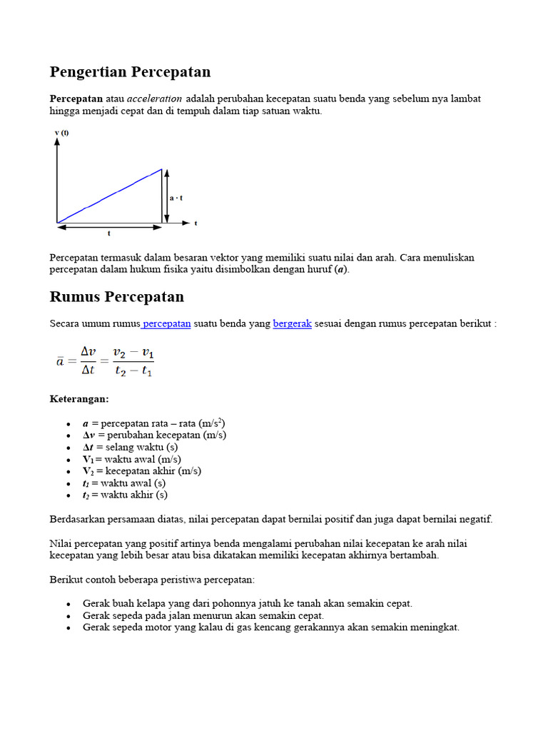 Pengertian Percepatan | PDF