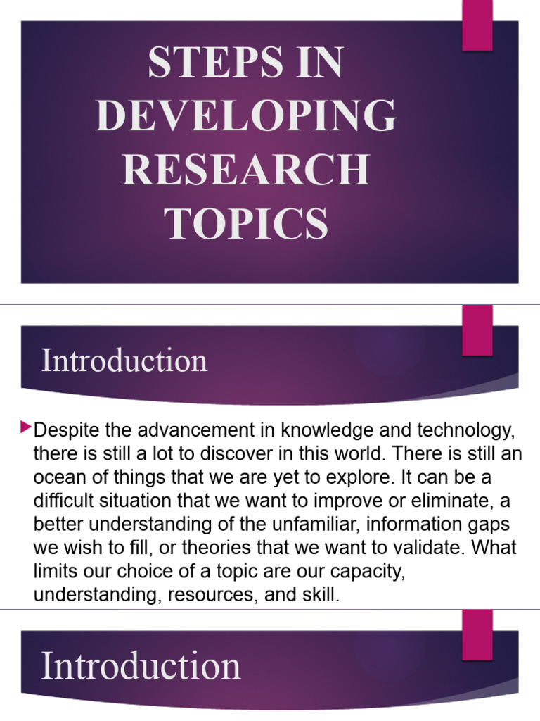 STEPS IN DEVELOPING RESEARCH TOPICS | PDF