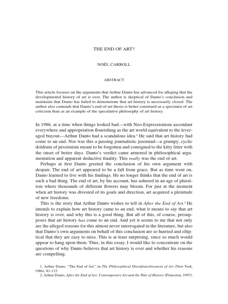 The End of Art? Noël Carroll | PDF | Argument | Theory