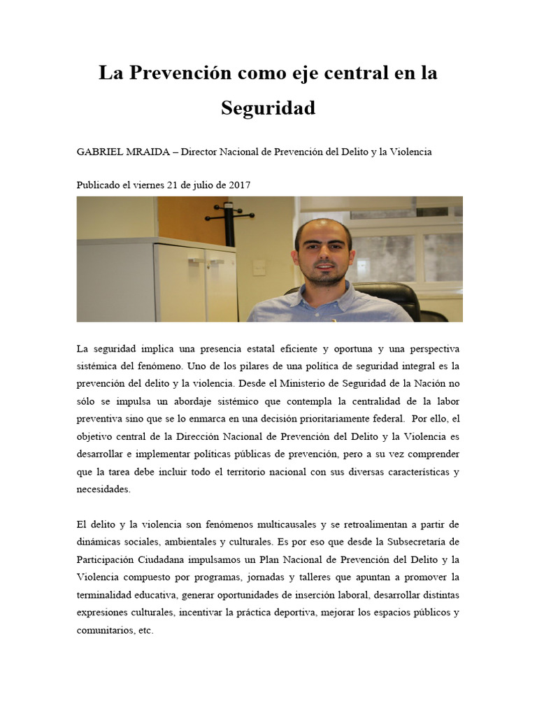 La Prevención Como Eje Central en La Seguridad | PDF