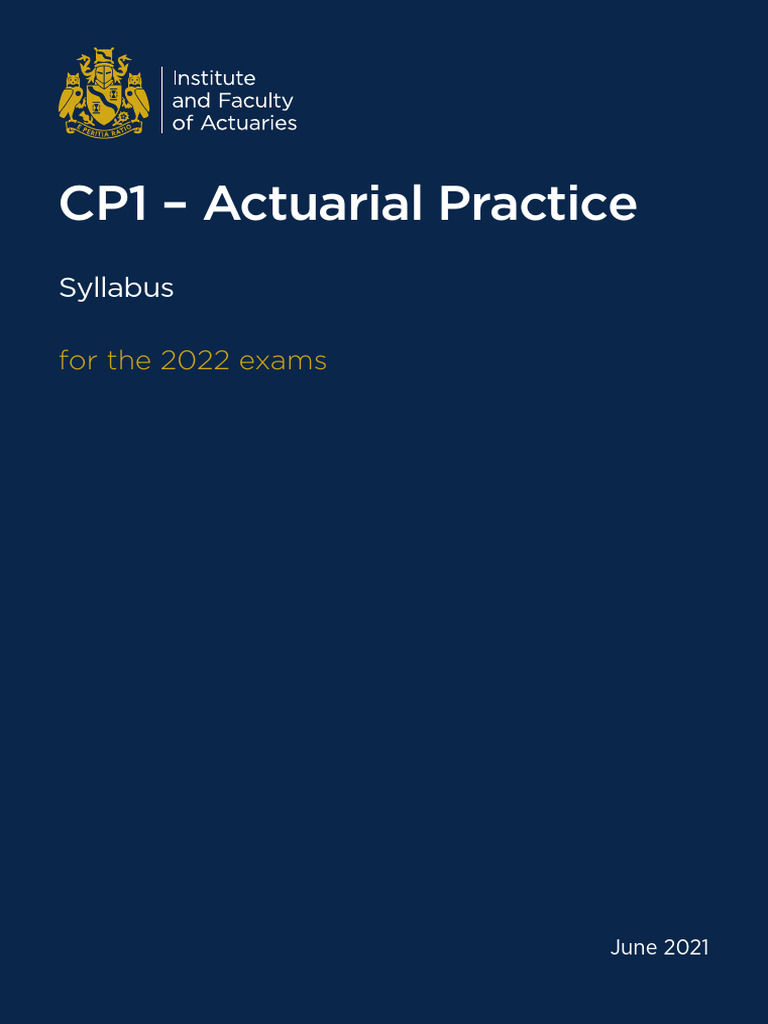 CP1 Actuarial Practice Syllabus 2022 | PDF