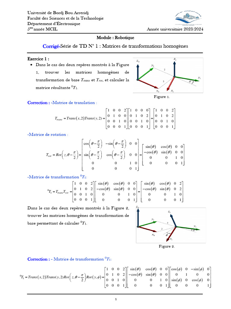 Corrigé Série1 Rob1 | PDF