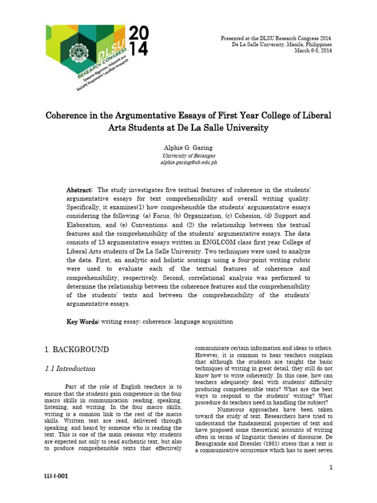 2014 Coherent in The Argumentative Essay | PDF
